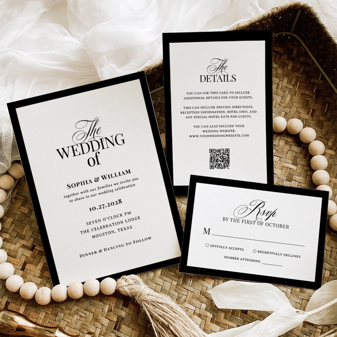 Classic Luxe | Elegant Black and White and Photo Save The Date | Zazzle